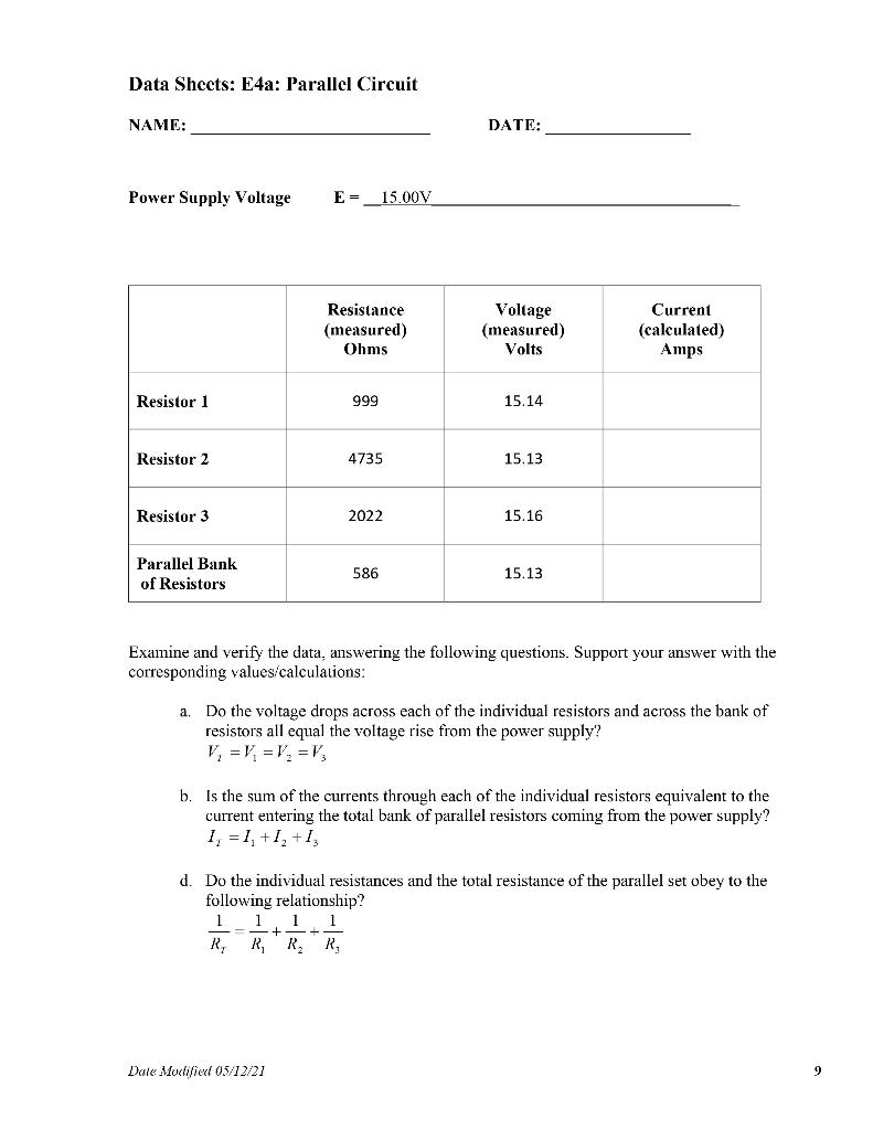 Solved E4a: Simple D.C. Circuits Introduction: An oft | Chegg.com