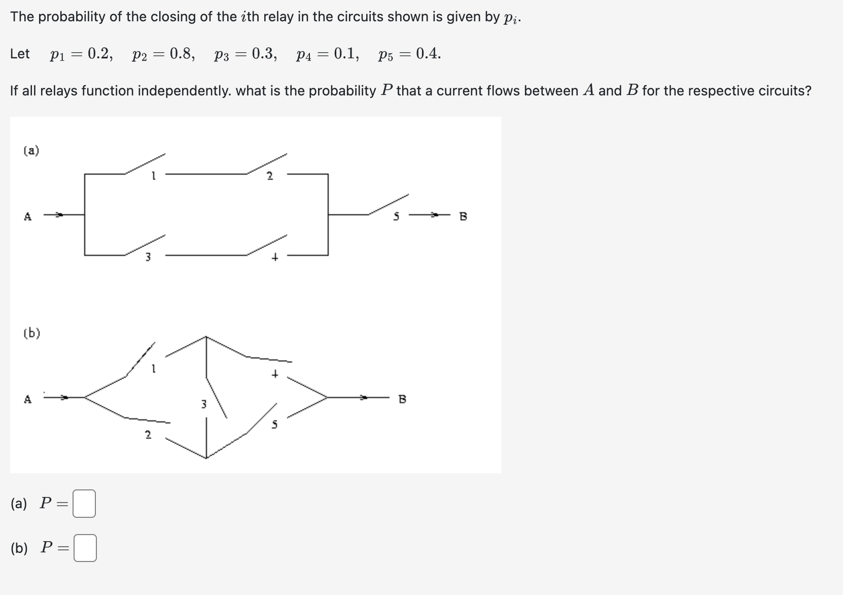 Solved The probability of the closing of the i ﻿th relay in | Chegg.com
