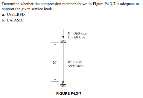 Solved Determine whether the compression member shown in | Chegg.com