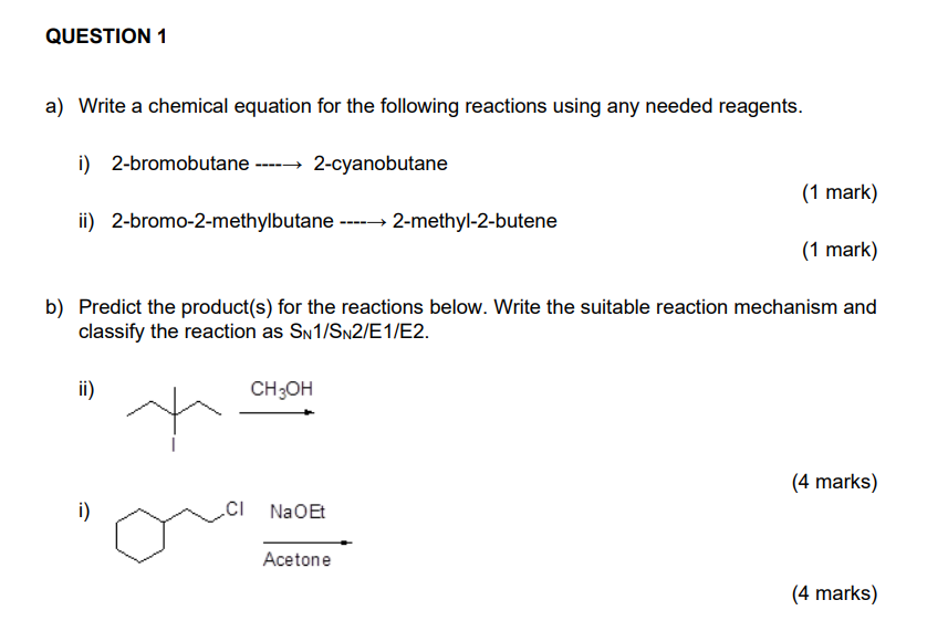 Solved a) Write a chemical equation for the following | Chegg.com
