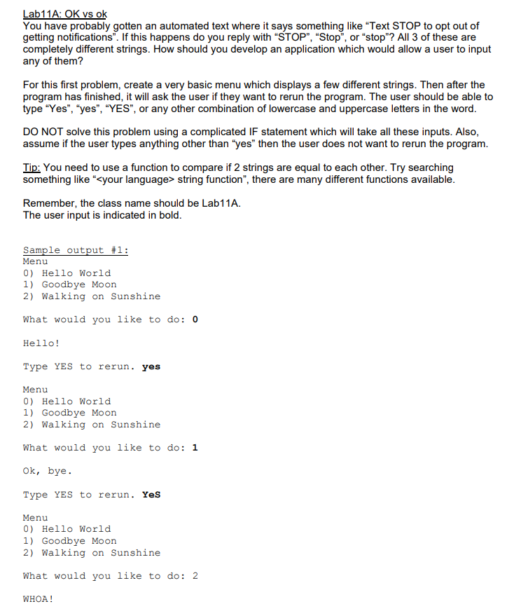 Solved Lab11A: OK vs ok You have probably gotten an | Chegg.com