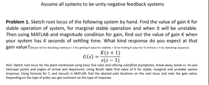 Solved Assume all systems to be unity negative feedback | Chegg.com