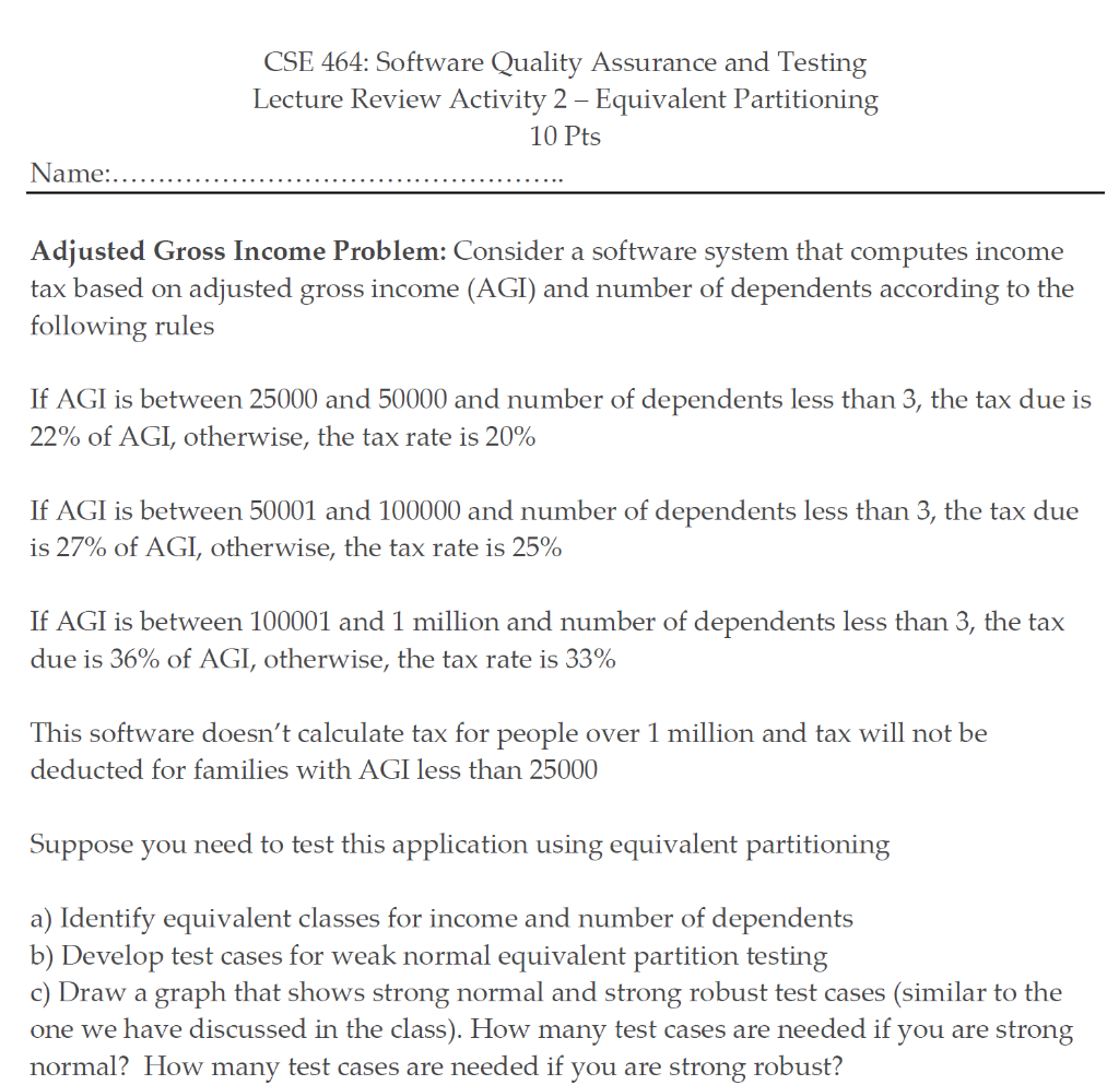 Cse 464 Software Quality Assurance And Testing