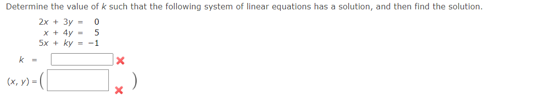 Solved Determine the value of k such that the following | Chegg.com