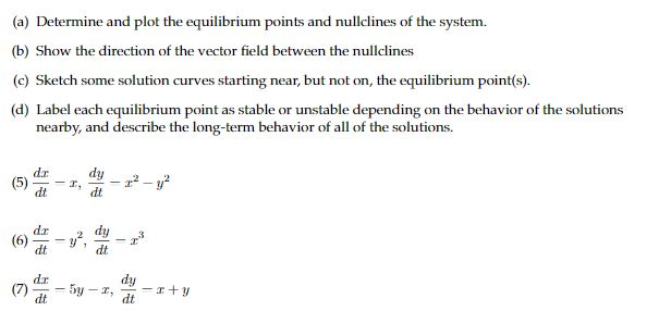 Solved (a) Determine and plot the equilibrium points and | Chegg.com