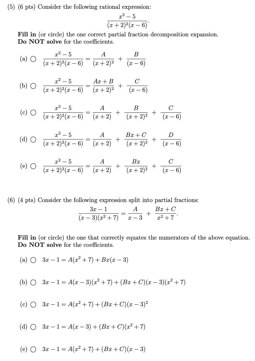 Solved (6) (4pts) ﻿Consider the following expression split | Chegg.com