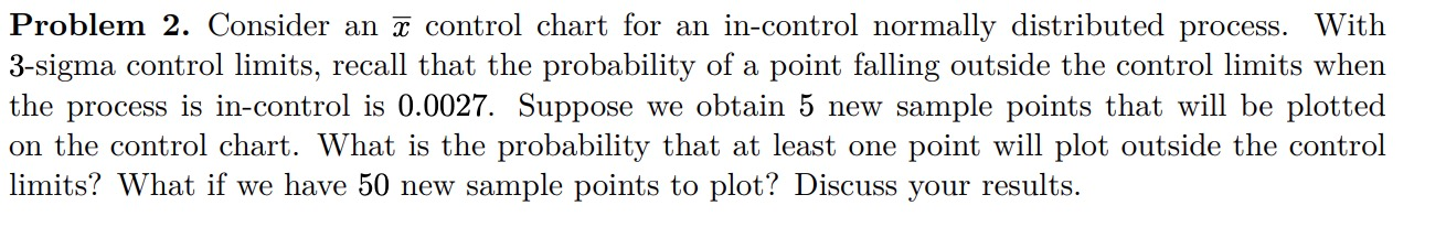 Solved Problem 2. Consider an ĉ control chart for an | Chegg.com