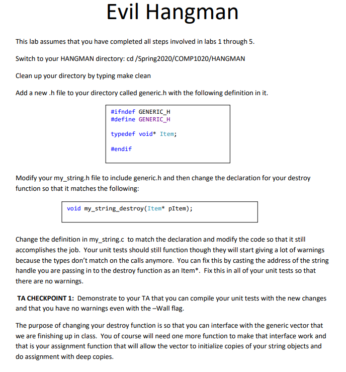 Evil Hangman This lab assumes that you have completed | Chegg.com