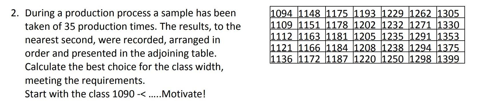 Solved 2. During a production process a sample has been | Chegg.com