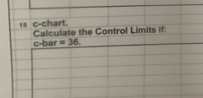 Solved 15 c-chart. Calculate the Control Limits if: c-bar | Chegg.com