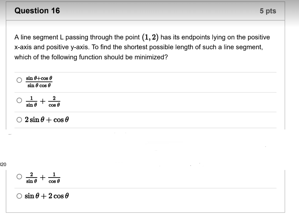 Solved A line segment L passing through the point (1,2) has | Chegg.com