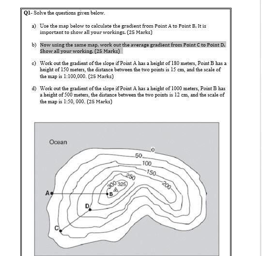 Q1- Solve the questions given below. a) Use the map | Chegg.com