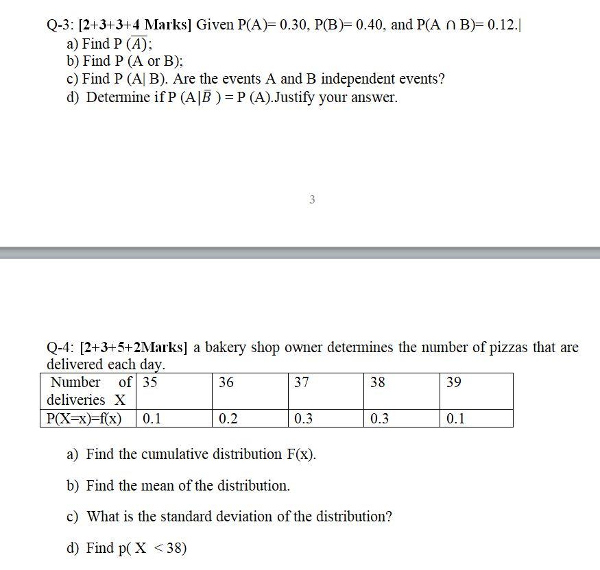 Solved Q-3: [2+3+3+4 Marks ] Given P(A)=0.30,P(B)=0.40, and | Chegg.com