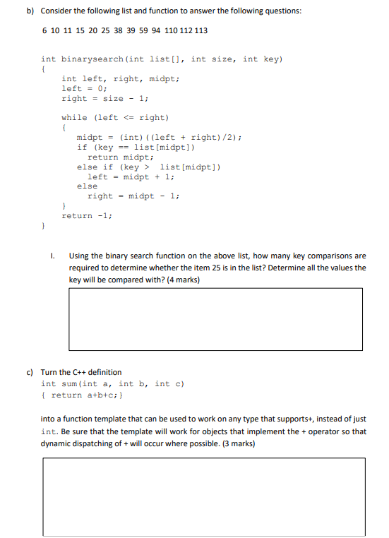 Solved b) Consider the following list and function to answer | Chegg.com