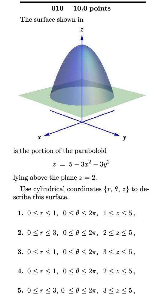 Solved The surface shown in is the portion of the paraboloid | Chegg.com