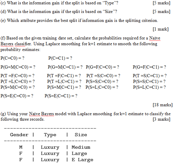 Solved Question 2 Consider the training examples shown in | Chegg.com