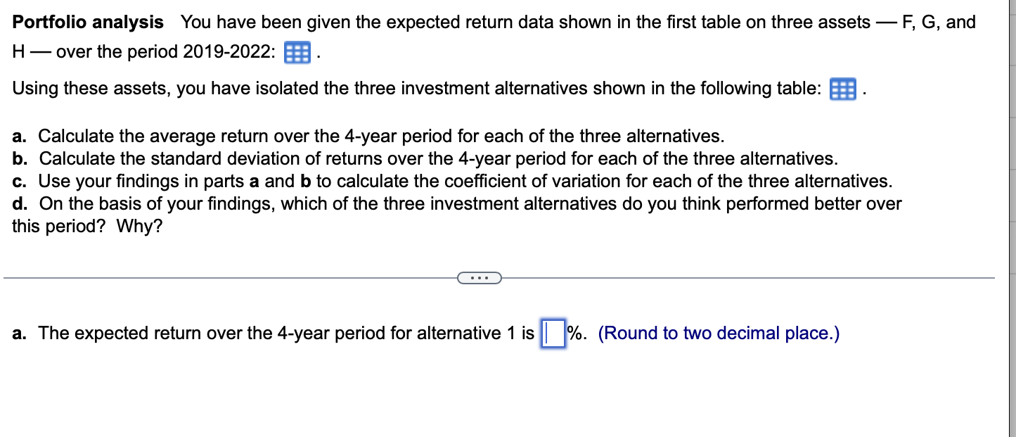 Portfolio analysis You have been given the expected | Chegg.com