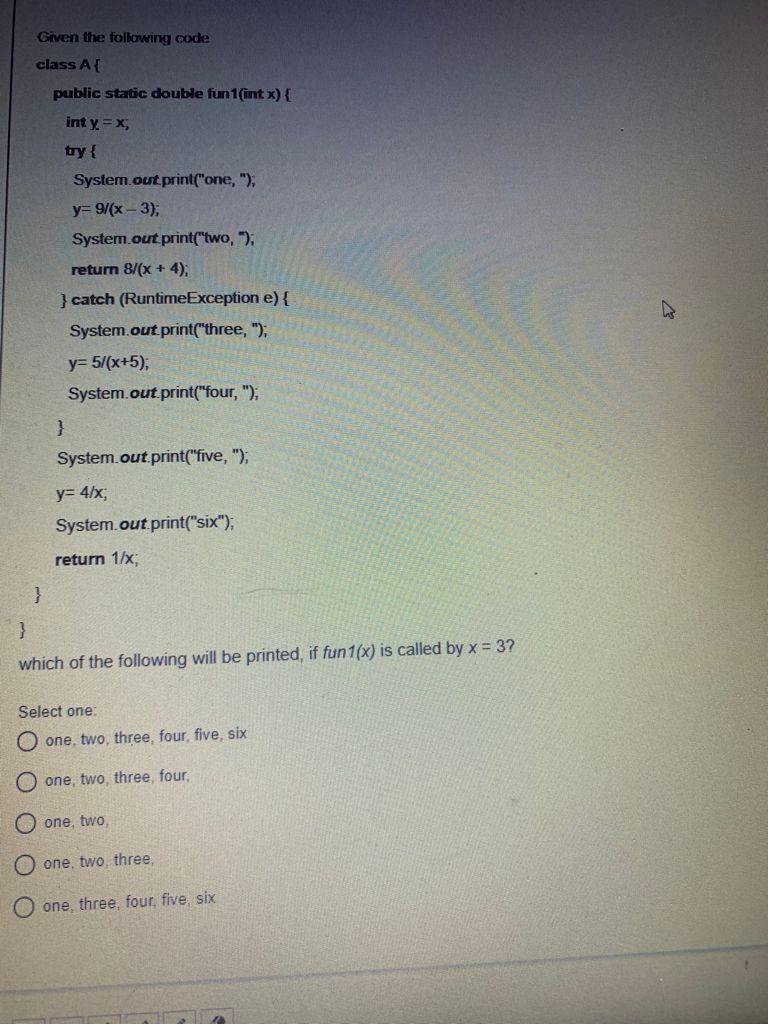 Solved Given the following code class A public static double | Chegg.com