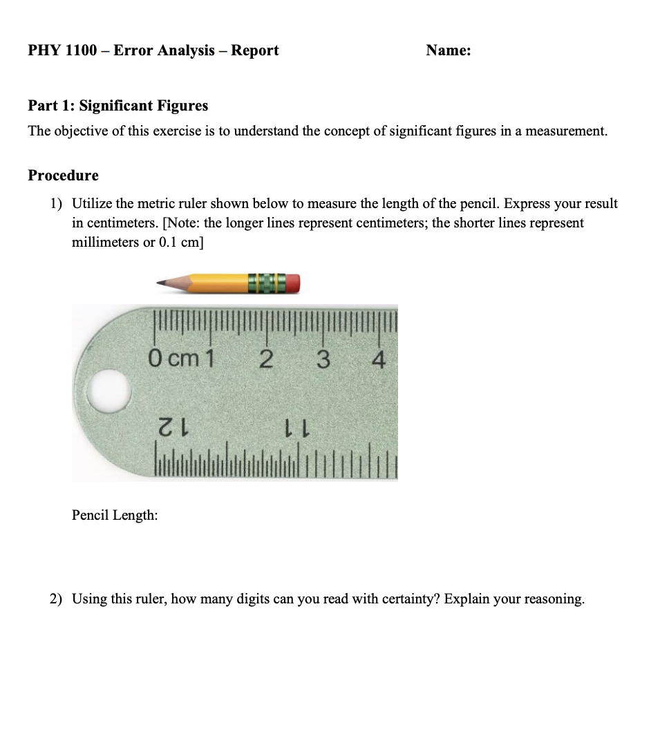 Solved Part 1: Significant FiguresThe objective of this | Chegg.com