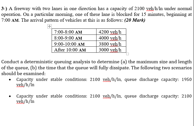 Solved 3-) A freeway with two lanes in one direction has a | Chegg.com
