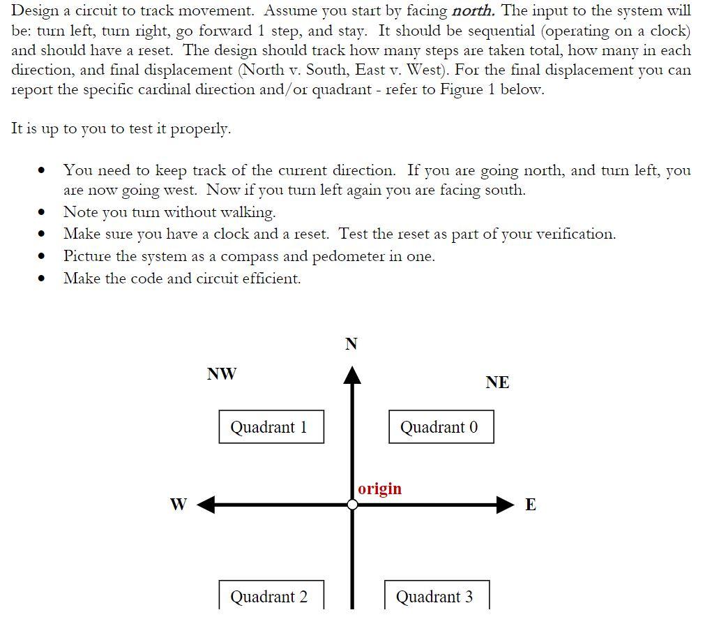 Solved Design a circuit to track movement. Assume you start | Chegg.com
