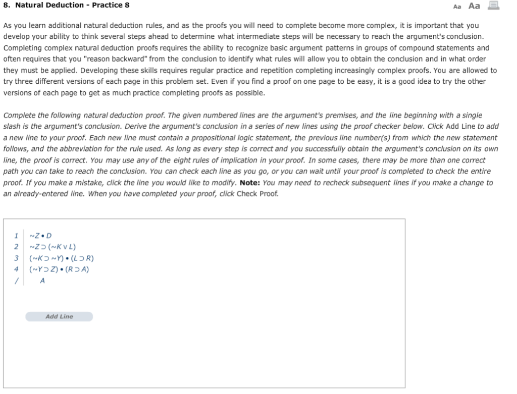 8. Natural Deduction Practice 8 Aa Aa As you learn | Chegg.com