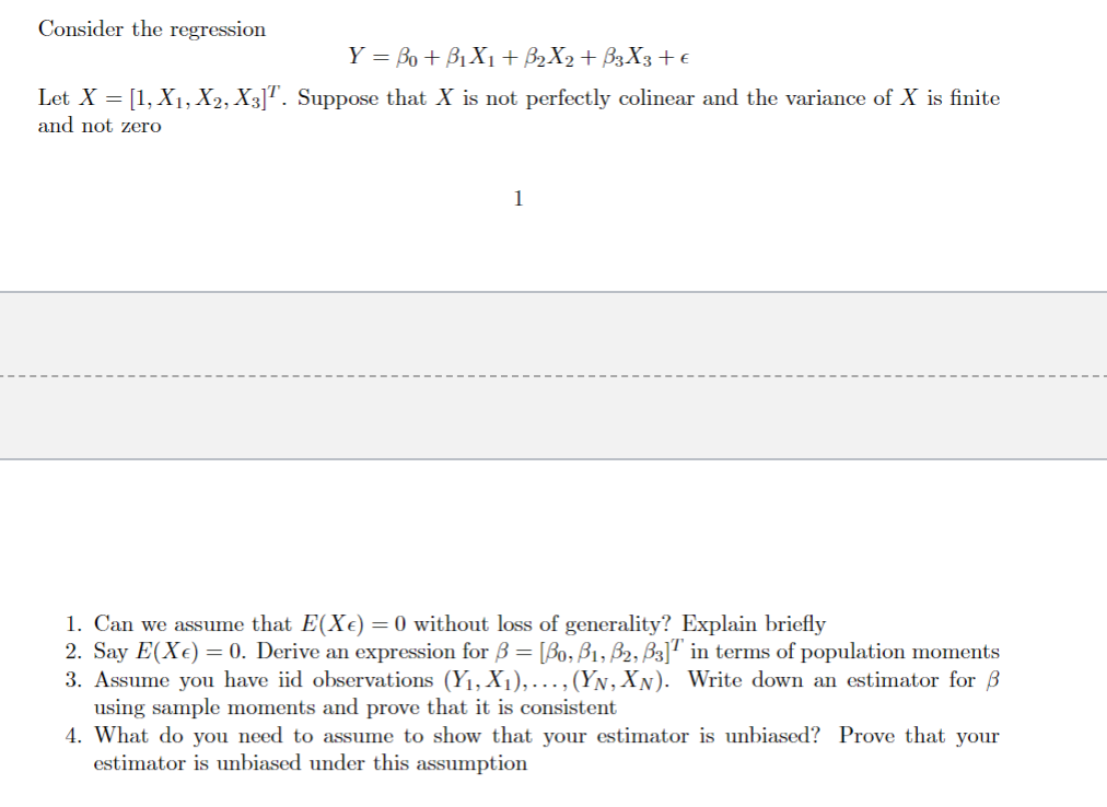 Solved Consider the regression Y = Bo + B1X1 + B2X2 + B3X3 | Chegg.com