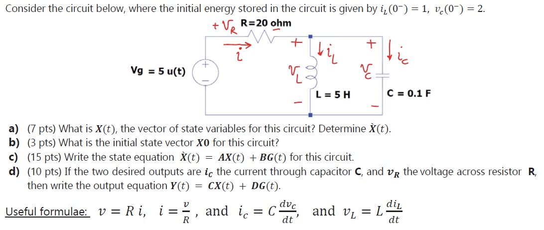 Solved Consider the circuit below, where the initial energy | Chegg.com