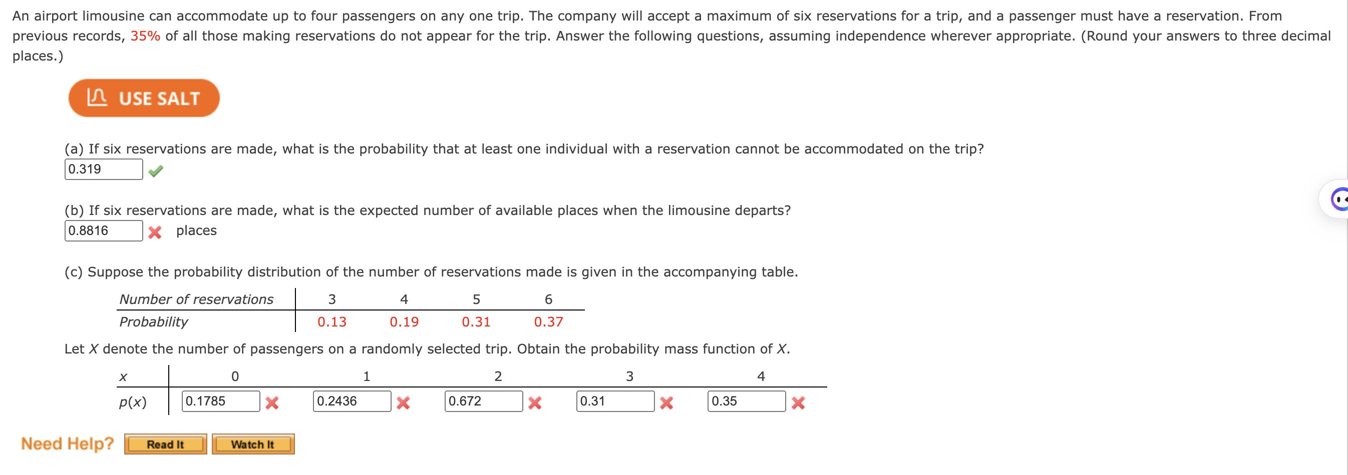 Solved places.)(a) ﻿If six reservations are made, what is | Chegg.com
