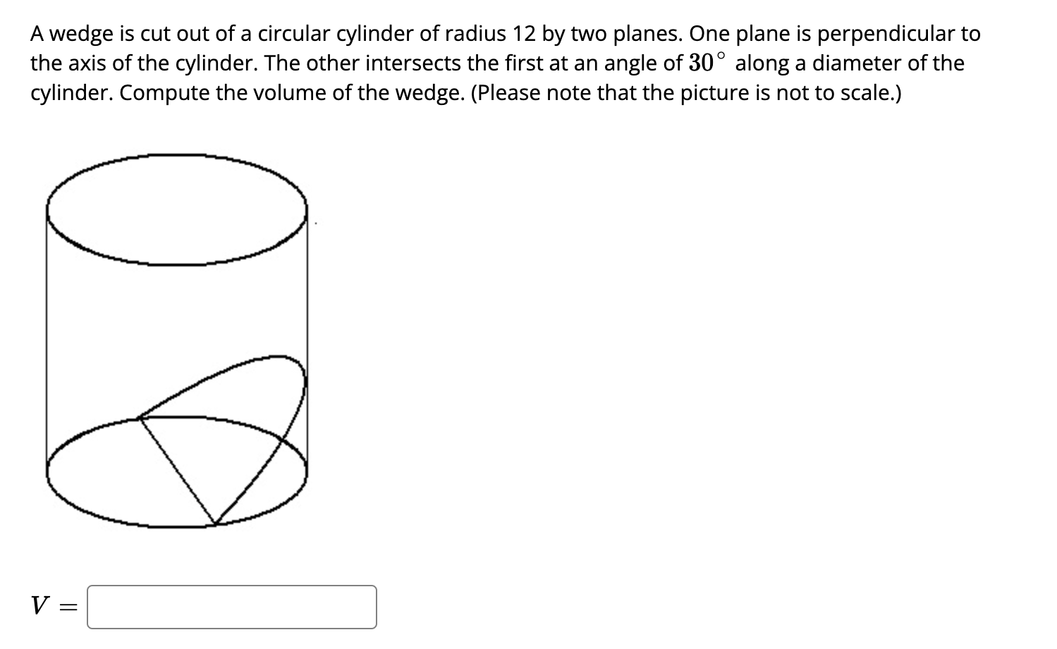 Solved A wedge is cut out of a circular cylinder of radius | Chegg.com