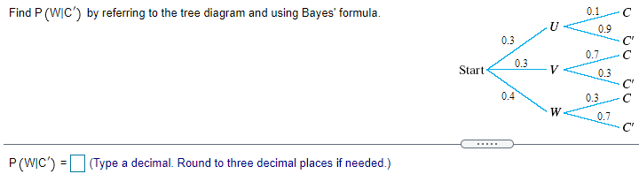 Solved Find P (WIC') by referring to the tree diagram and | Chegg.com
