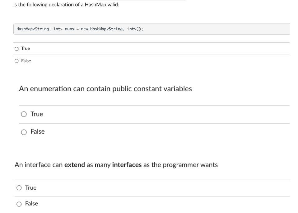 Solved Is the following declaration of a HashMap valid: | Chegg.com