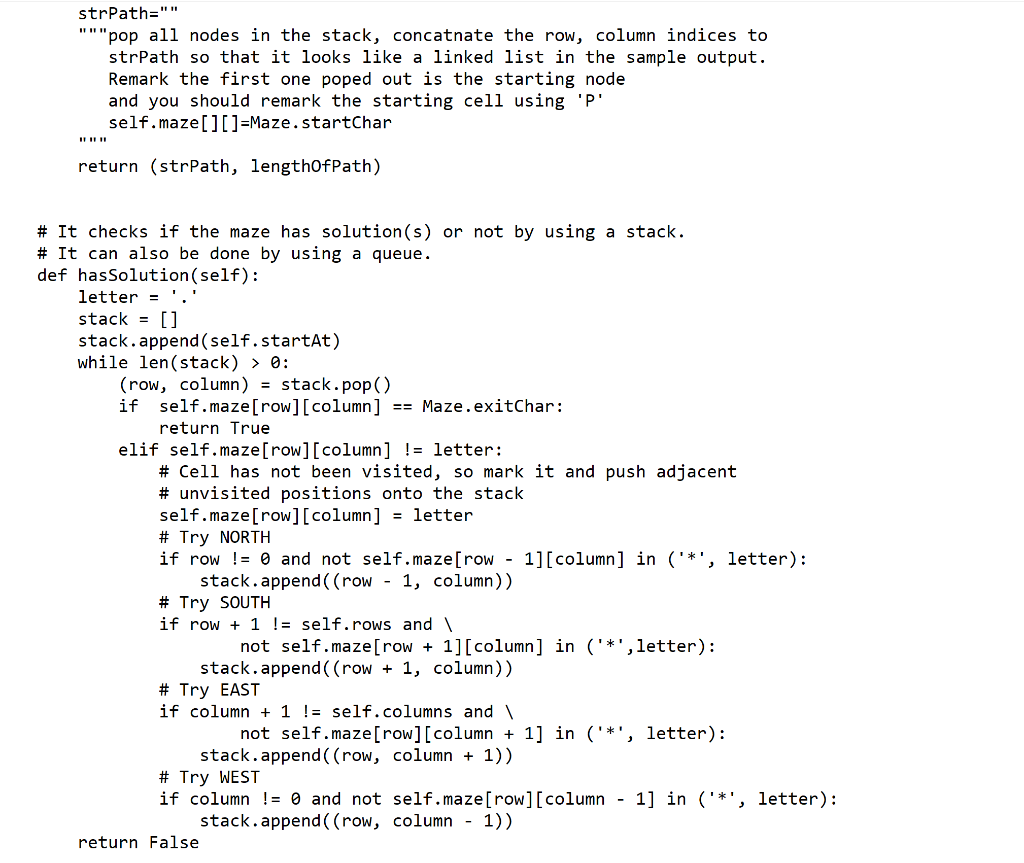Part 1. Check whether a maze has a solution or not | Chegg.com