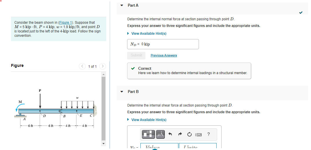 Solved Determine the internal normal force at section | Chegg.com