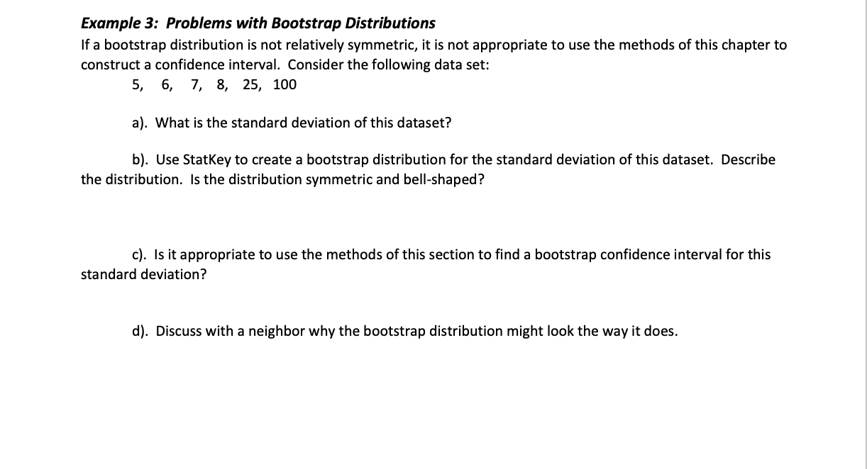 Solved Example 3: Problems with Bootstrap DistributionsIf a | Chegg.com