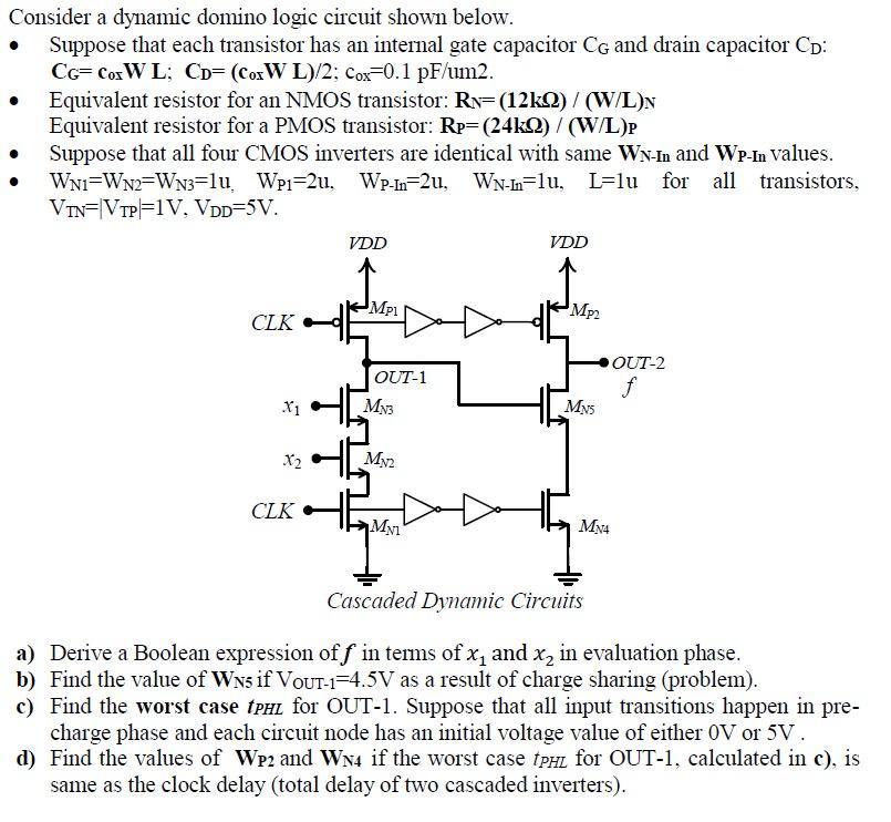 Solved Consider a dynamic domino logic circuit shown below. | Chegg.com