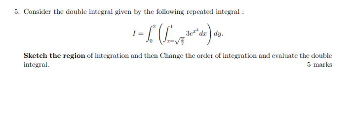 Solved 5. Consider the double integral given by the | Chegg.com