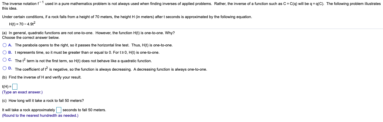 Solved The Inverse Notation 1 Used In A Pure Mathematics