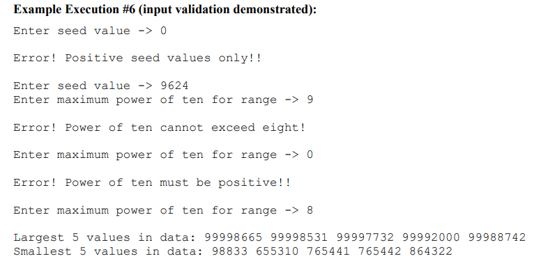 Solved Problem: Given a seed for the random number | Chegg.com