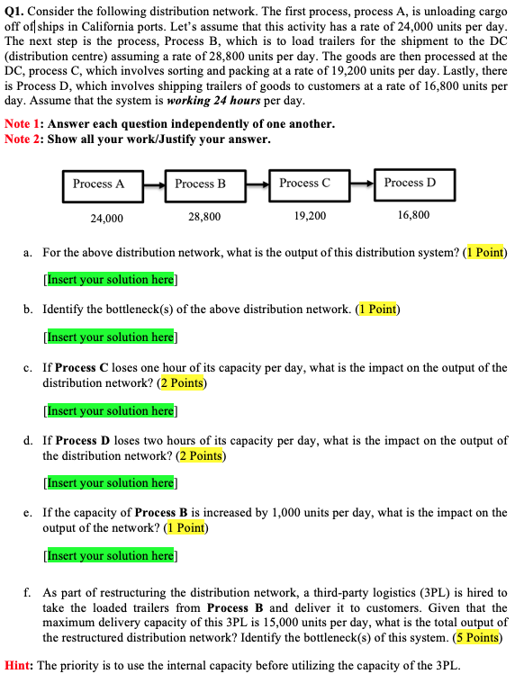 Solved Q1. Consider the following distribution network. The | Chegg.com