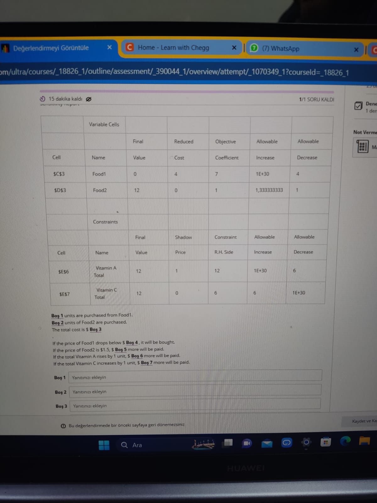 Solved Boş 1 ﻿units are purchased from Food 1.Bos 2 ﻿units | Chegg.com