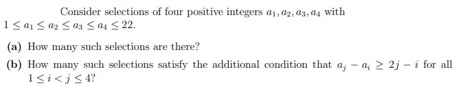 Solved Consider selections of four positive integers \\( | Chegg.com