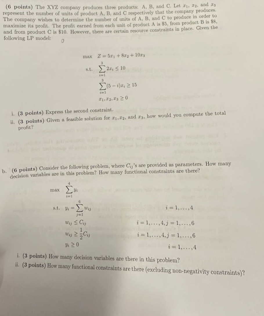 Solved The XYZ company produces three products: A, B, and C. | Chegg.com