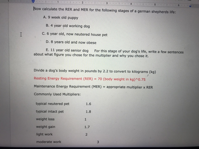 Now calculate the RER and MER for the following | Chegg.com