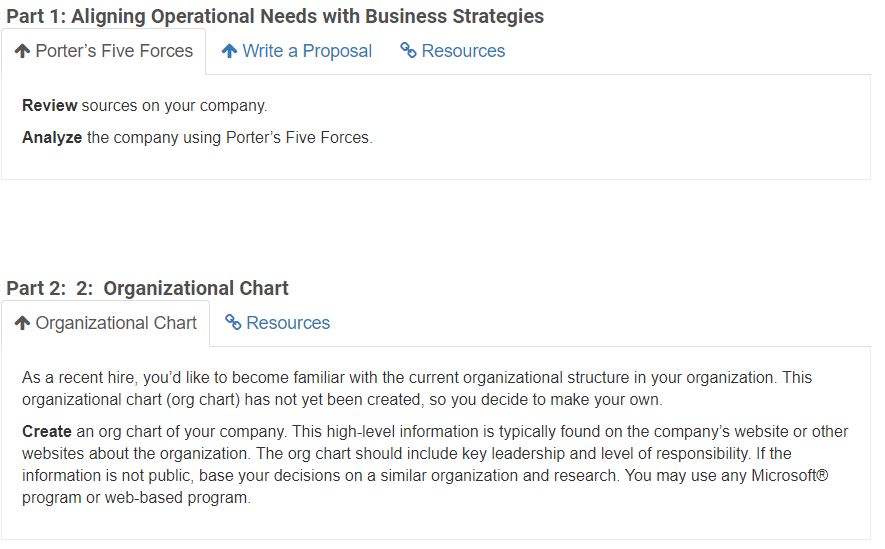 Solved Part 1: Aligning Operational Needs with Business | Chegg.com