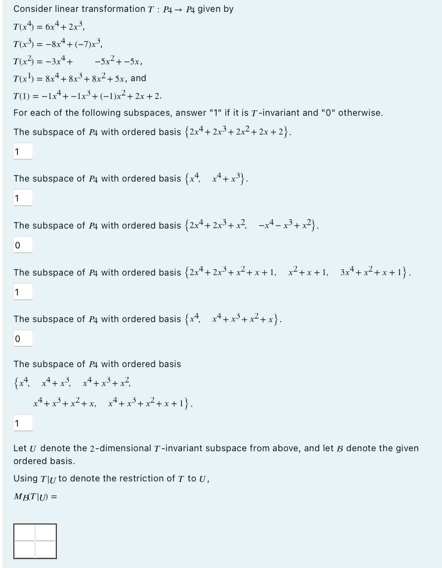 Consider linear transformation T:P4→P4 given by | Chegg.com