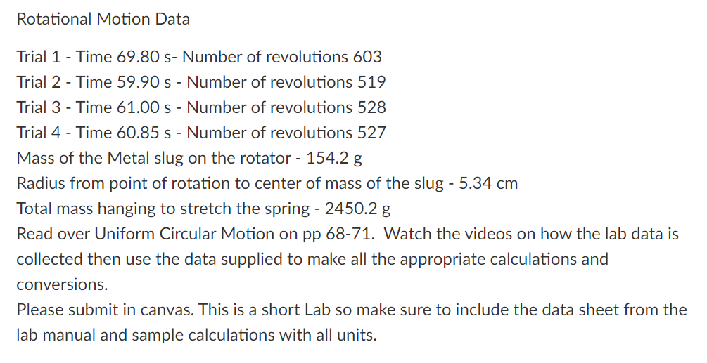 Solved Purpose The purpose of the experiment is to calculate | Chegg.com
