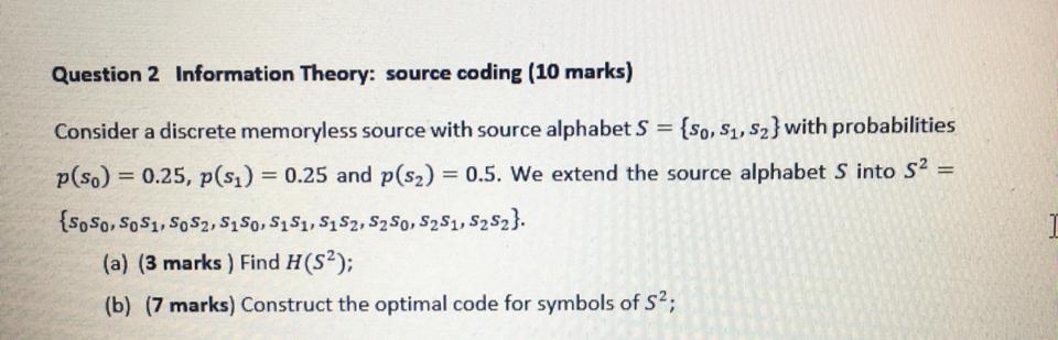 Solved Question 2 Information Theory Source Coding 10 