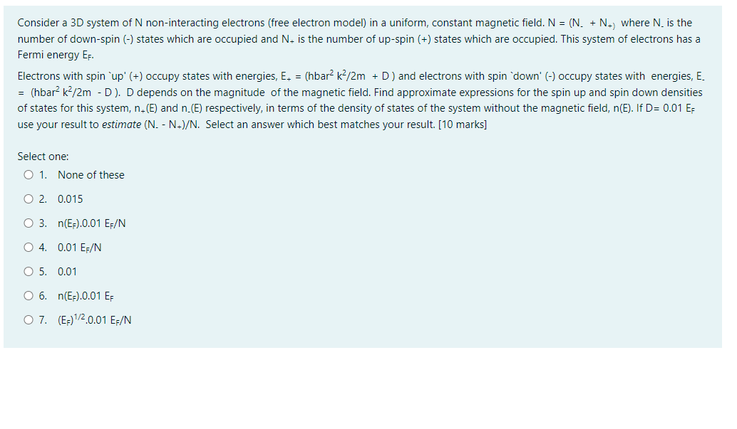 Solved Consider a 3D system of N non-interacting electrons | Chegg.com