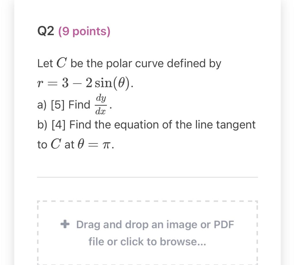 Solved Let C be the polar curve defined by r=3−2sin(θ). a) | Chegg.com